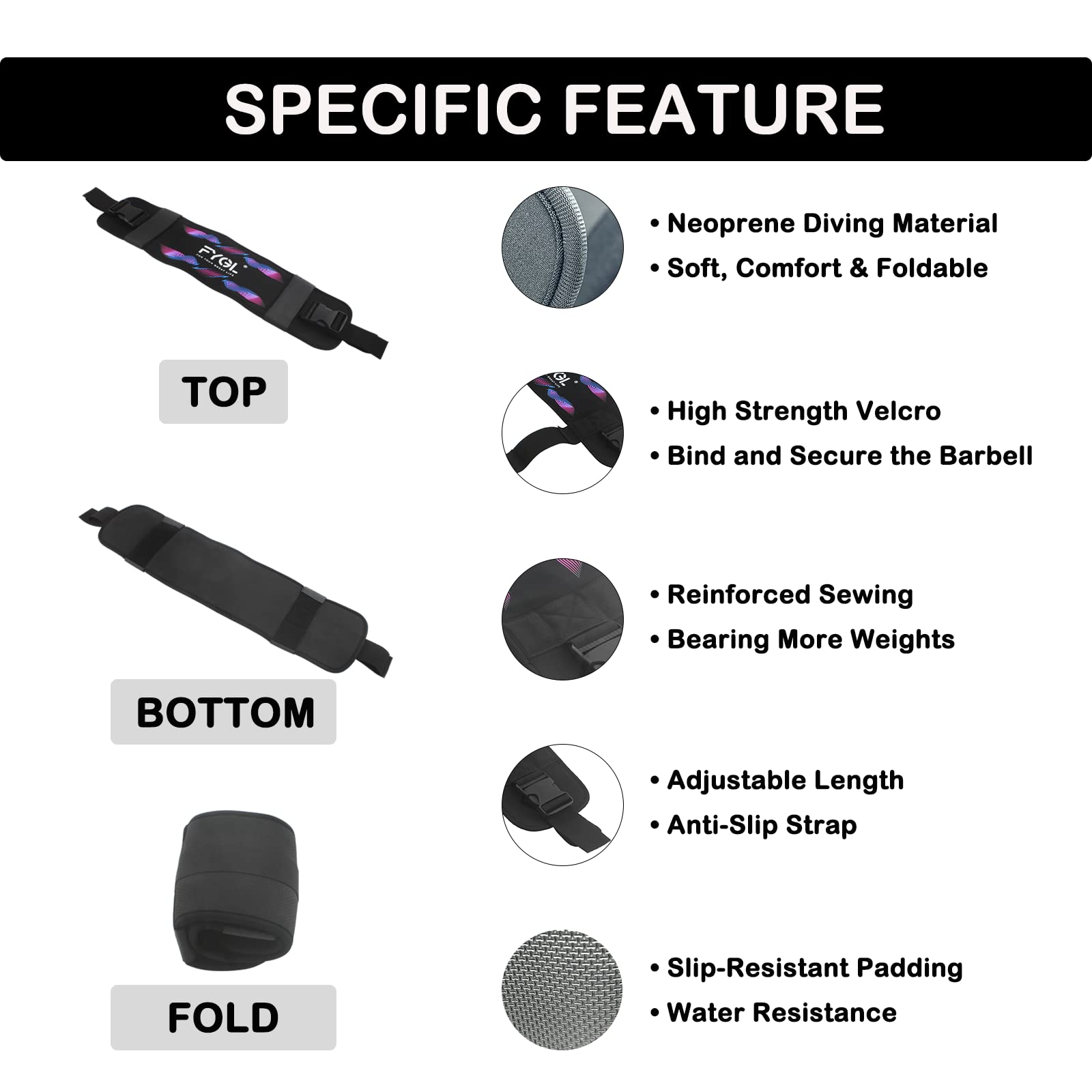 FYGL Hip-Thrust-Belt, Barbell-Pad, Dip-Belt, Pull-Up-Belt, Multifunctional-Fitness-Belt
