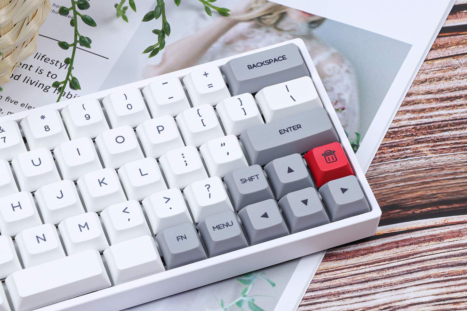 EPOMAKER SK66S 60% Keys Bluetooth 5.1 Wireless Wired Dual Mode Gateron Optical Mechanical Gaming Keyboard with RGB Backlight and PBT Heat Sublimation Keycaps (Gateron Optical Brown, Grey White)