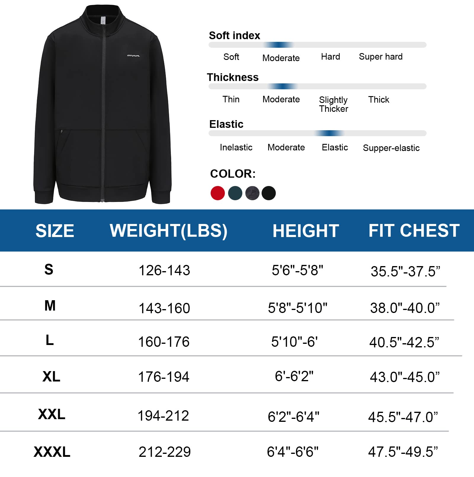 GRAMVAL Men's Track Jackets Midweight Sweatshirts Full Zip Up Mock Neck Long Sleeve Tops with Pocket Black XL