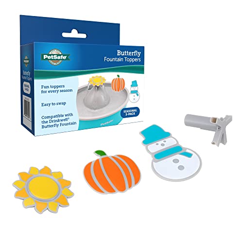PetSafe Butterfly Fountain Seasonal Toppers 3 Pack - Cat Water Dispenser Accessories - Seasonal Pet Supplies - Includes Sun, Pumpkin, & Snowman Toppers - Celebrate Every Season - Cool & Cute Stuff