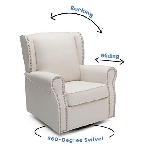 Delta Children Middleton Upholstered Glider Swivel Rocker Chair, Cream
