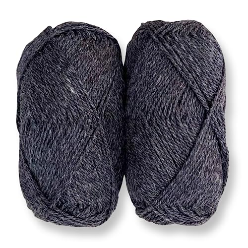 Marvel DK Weight Yarn | Set of 2 50 Gram Skeins | 80% Merino Wool, 20% Tussah Silk Yarn Blend | 240 Yards in Total | Knitting, Crocheting & Weaving (Black Rock)