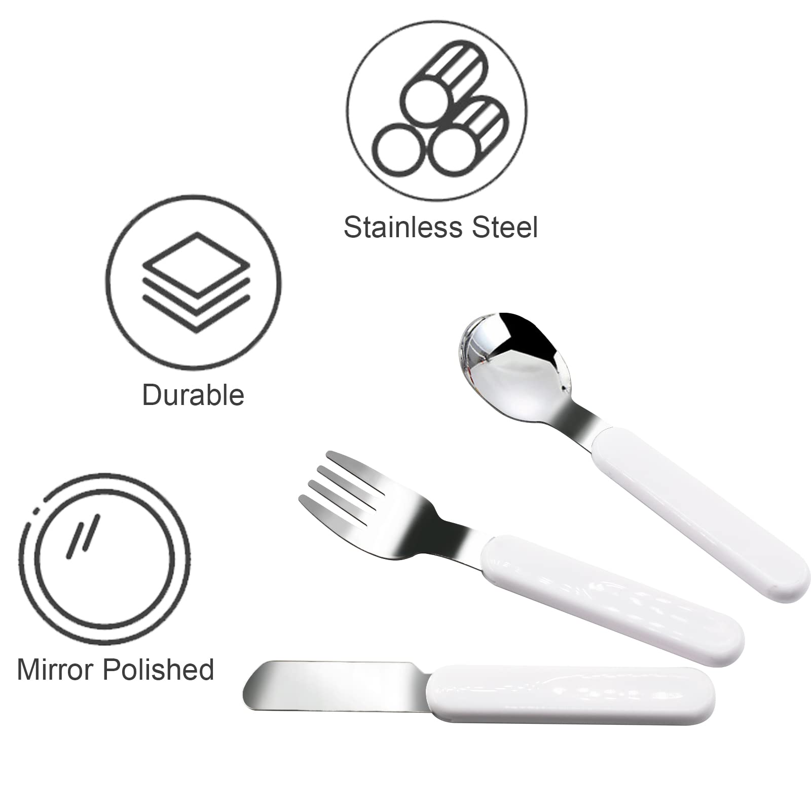 VANRA 3-Piece Children Knife Spoon Fork Set 18/10 Stainless Steel Child Flatware Set Kids Utensils Set with Case for Lunch Box (Fork Spoon Knife Combo)