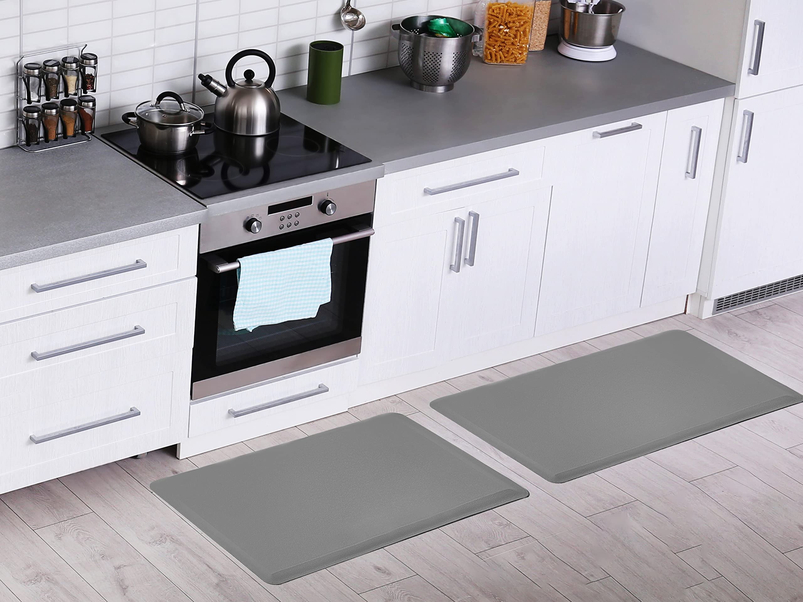 ZVV Kitchen Mats Cushioned Anti Fatigue 2PCS Kitchen Rugs Waterproof Non-Slip Durable Stain Resistant Thick Memory Foam Heavy Duty Ergonomic Comfort Standing Mat for Floor,Laundry,Housewarming Gifts