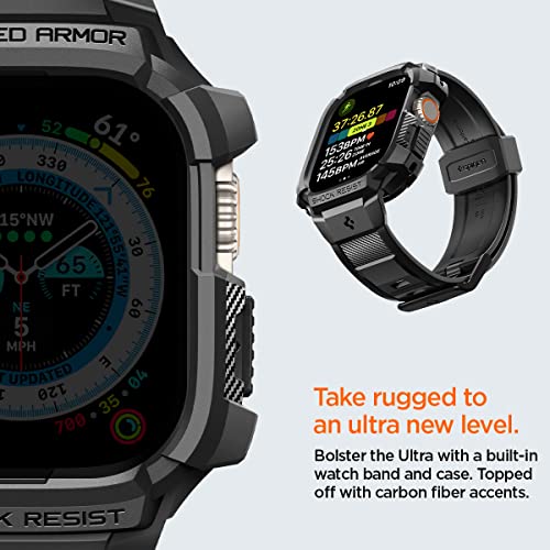 Spigen Rugged Armor Pro Designed for Apple Watch Ultra2/Apple Watch Ultra Case with Band 49mm - Black