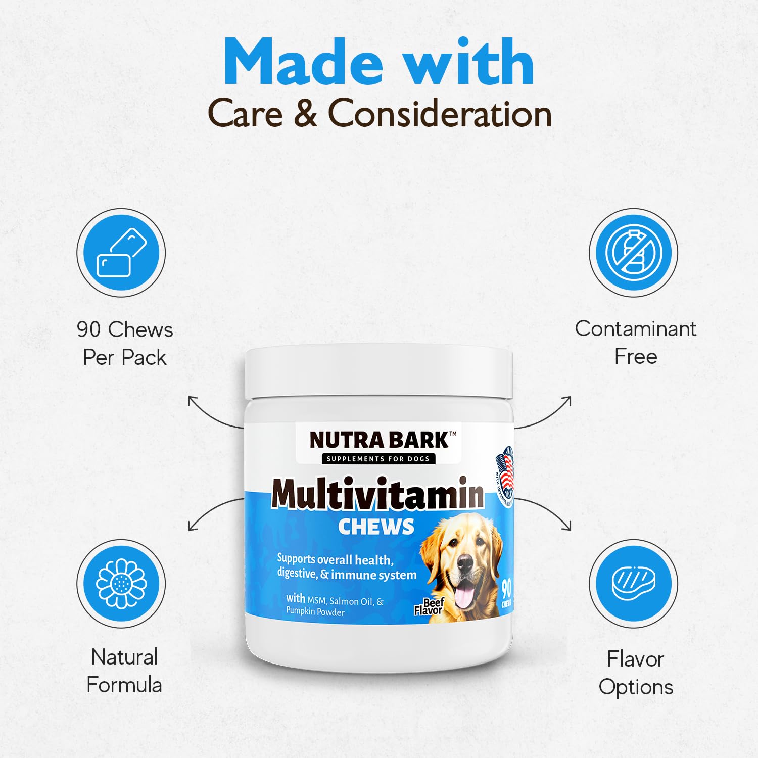 NutraBark Multivitamin for Dogs | All-in-One | Glucosamine Chondroitin for Joint Support | Skin & Coat | Pumpkin & Probiotics for Digestive Support | Imunnity & Overall Health | 90 Soft Chews