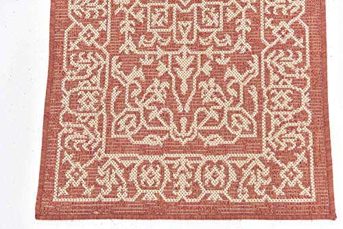 Unique Loom Outdoor Botanical Collection Area Rug - Allover (2' 2" x 6' 1" Runner, Terracotta/ Beige)