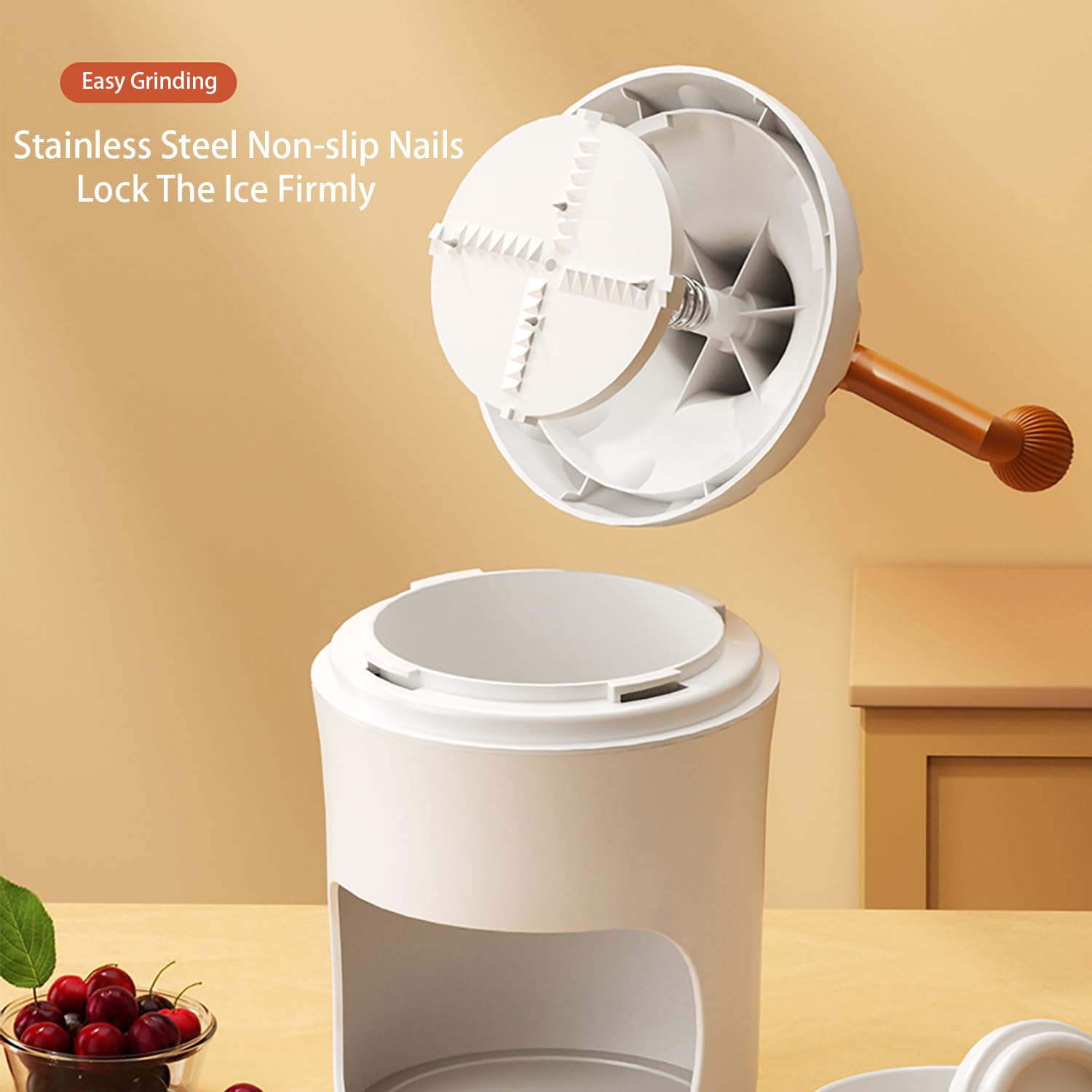 Manual Shaved Ice & Snow Cone Machine, Portable Slushy Maker with Stainless Steel Blades, Hand-Crank Ice Crusher for Home and Outdoor Use, Bingsu and Ice Cream, Snowcone, Cocktail Maker