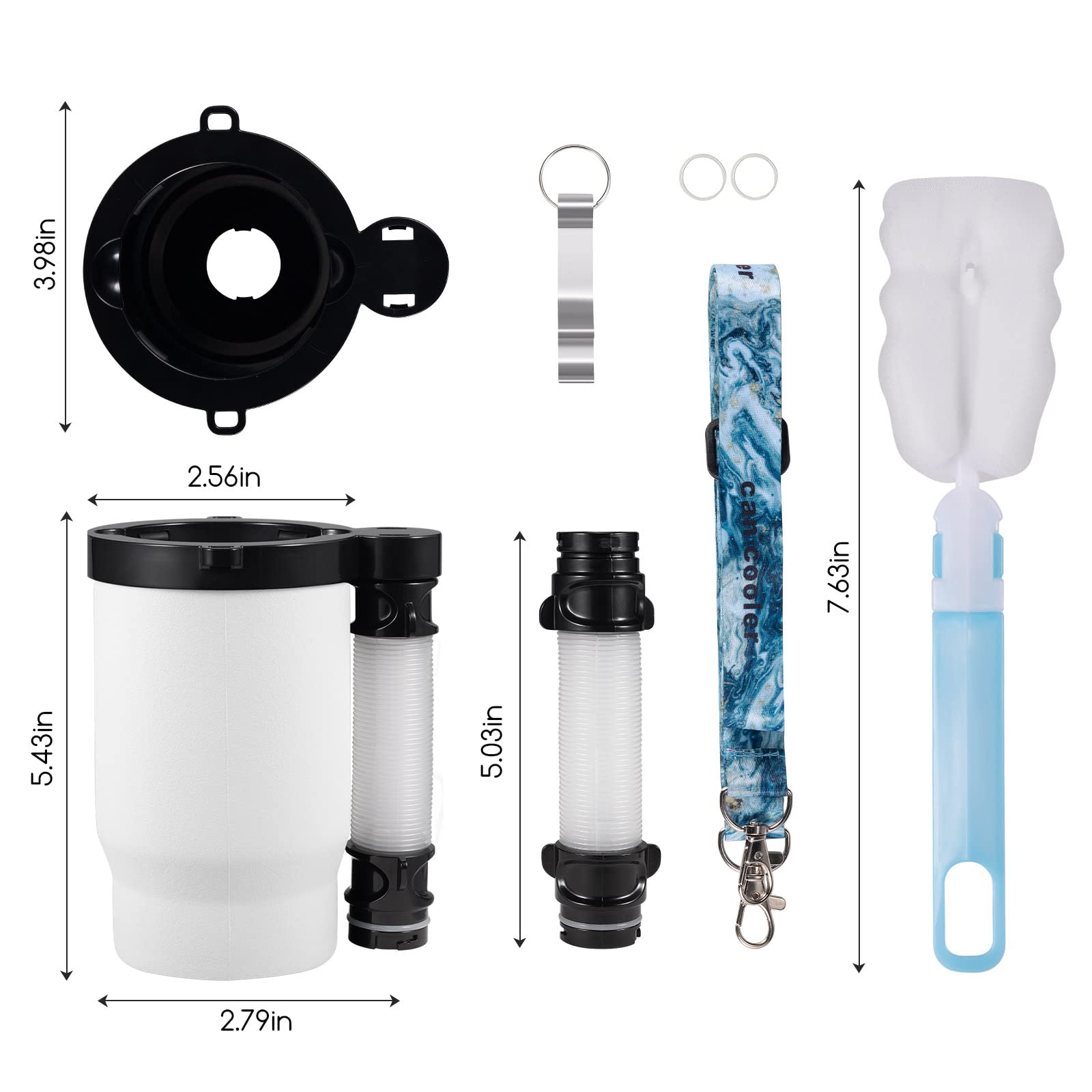 JLLOM Drink Funnel Portable Can or Bottle Cooler Cup with Detachable Expandable Hose, Portable Drink Bong Cooler Tool Outdoor for Party, White