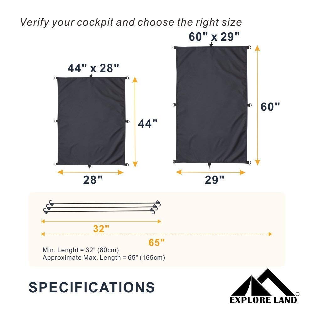 Explore Land Universal Kayak Cockpit Drape Waterproof Seal Cockpit Cover for Indoor and Outdoor Bundle 3 Pack Large, 60x29 inches
