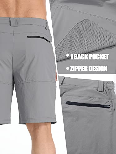 TACVASEN Men's Summer Outdoor Shorts Quick Dry Cargo Casual Shorts Light Grey, 38