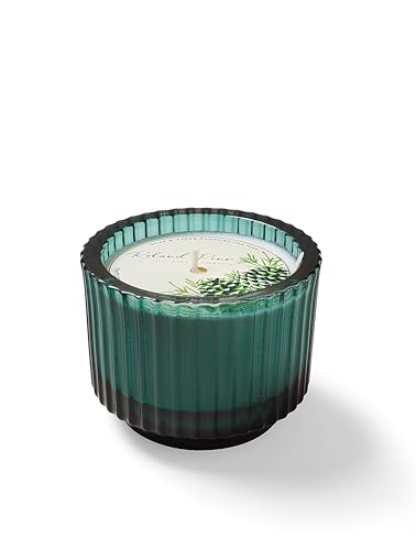 Roland Pine Single-Wick Forest Green Ribbed Glass Candle