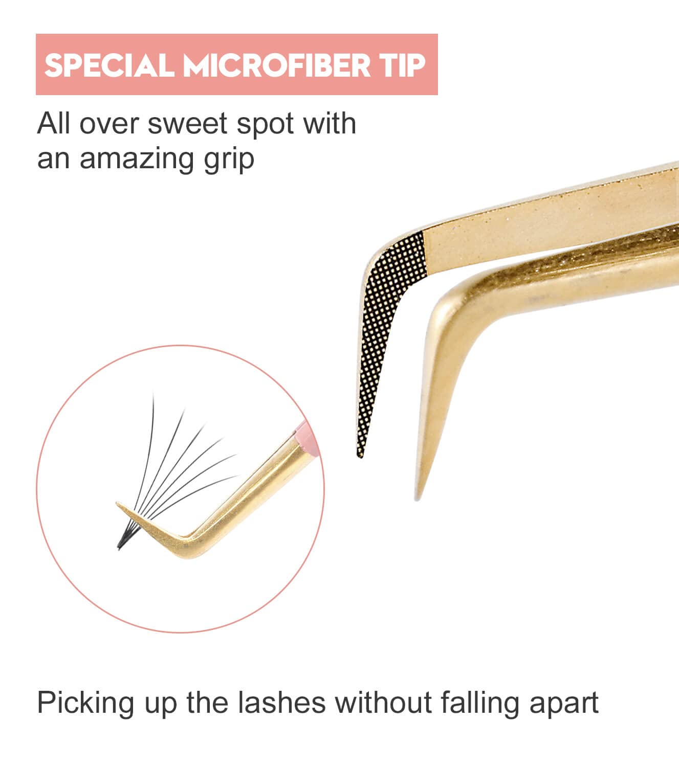 Ms.Queen Lash Extension Tweezers,Diamond Grip 90 Degree False Lashes Tweezers 3D 6D Mink Eyelash Make Fans