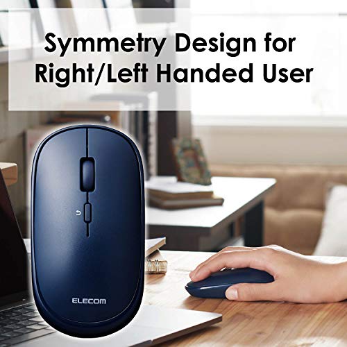 ELECOM Wireless Mouse, with USB Receiver, Silent, Quiet Click, Slim, 4 Button, for iPad, Laptop, PC and Mac, Blue (M-TM10DBBU/EC)