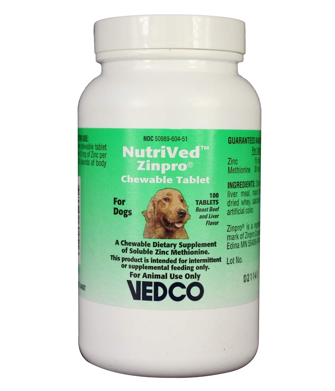 NutriVed Zinc & Methionine Chewable Tablets for Dogs (100 count)