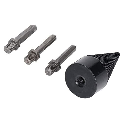 Kadimendium Wood Splitter Drill Bit Electric Firewood Log Splitter Bit Set with 3Pcs Removable Shanks Electric Wood Chopping Tool for Household Hand Drill Stick(50mm / 2in)