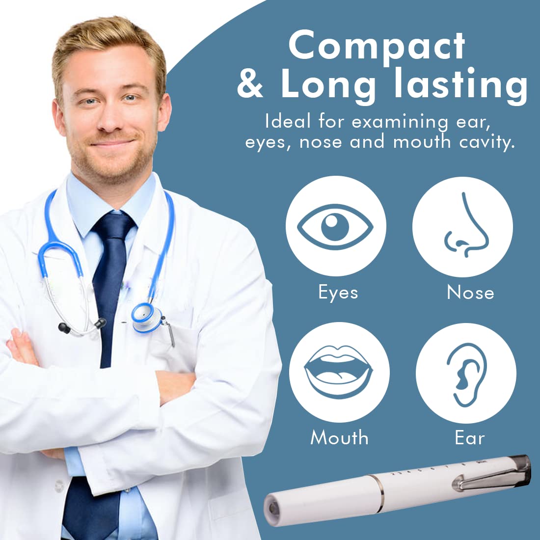 Novamedic 5 Pack LED Pen Light with Pupil Gauge, Reusable Medical Diagnostic Penlight for Doctors Nurses EMTs and Nursing Students, White, Batteries Included