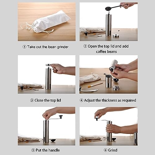 Manual Coffee Bean Grinder Visual Window Accuracy Grinding Easy To Hand Coffee Grinder Stainless Steel Portable for Camping