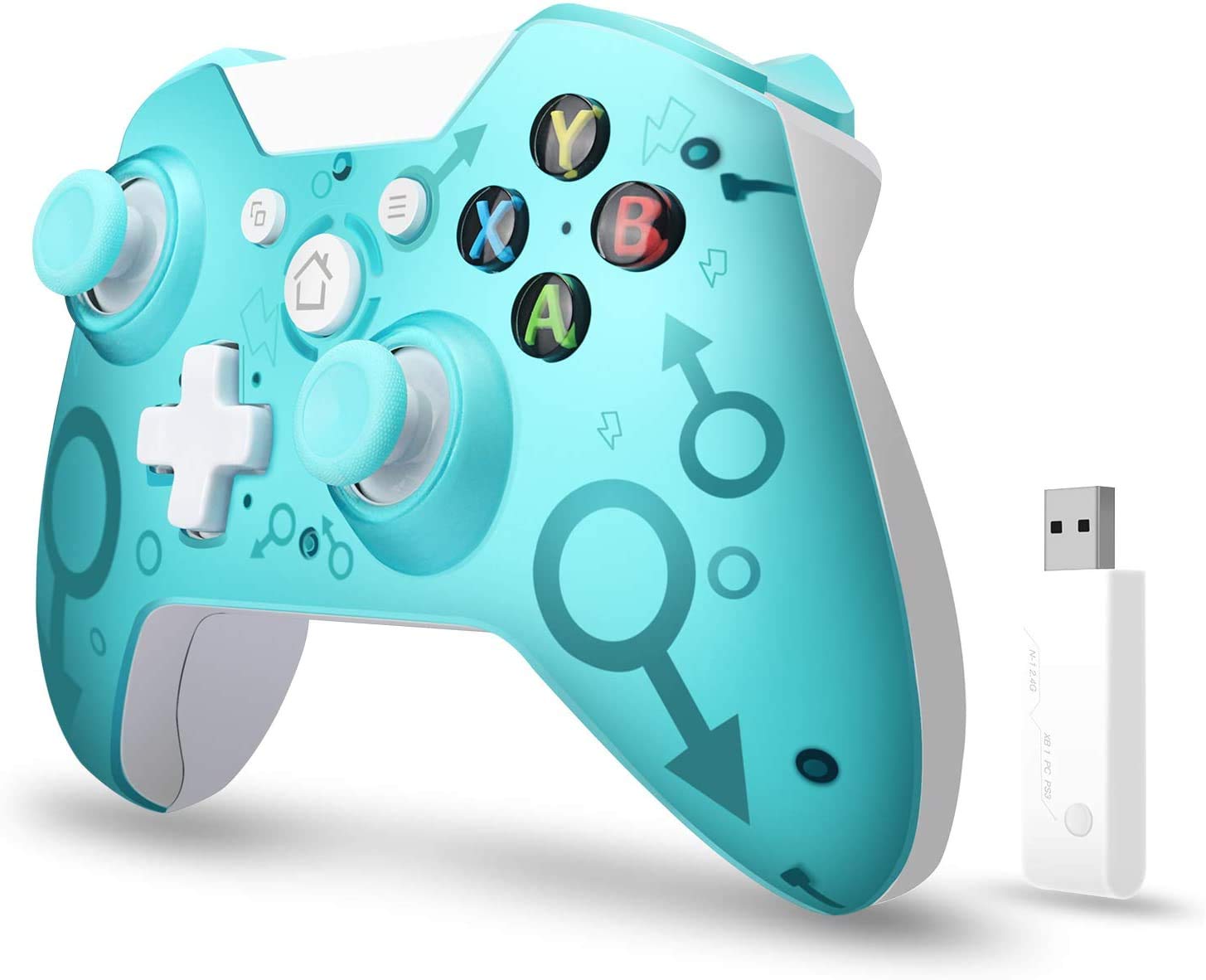 DRAGON SLAY N1 2.4GHz Wireless USB Game Controller for Xbox One, Xbox Series X, PS3, Windows PC, Dual Motor Vibration Gamepad (Teal)