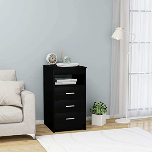 MAXCBD Nightstand Bedside Table Drawer Cabinet Drawer Cabinet Black 15.7"x19.7"x29.9" Chipboard Easy to Maintain and Clean Storage Tower Dresser