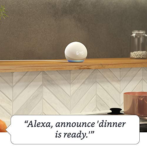 Echo Dot (4th Gen) | Smart speaker with clock and Alexa | Glacier White with Wyze Color bulb