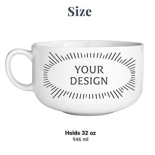 Let's Make Memories Personalized Ceramic Oversized Bowl - Holds 32 oz. - w/Handle - Blue