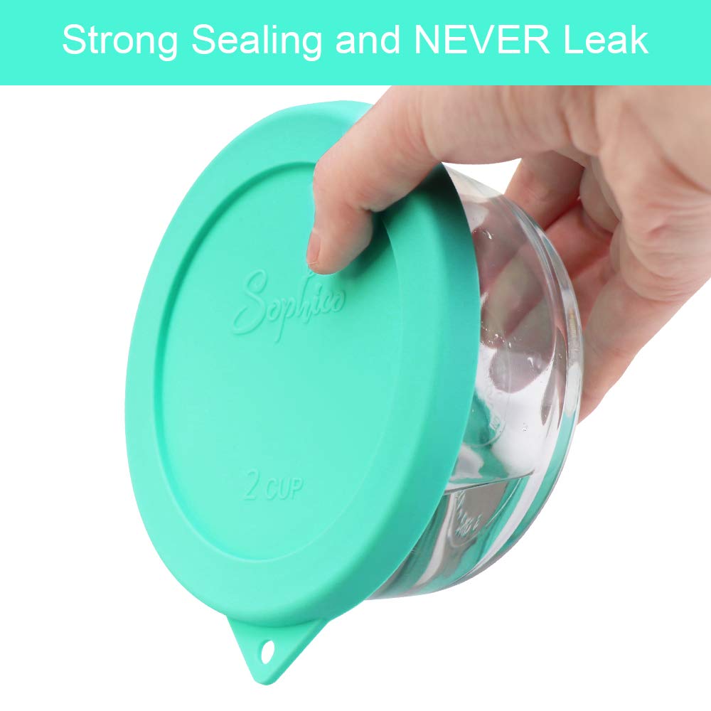 Sophico 2 Cup Round Silicone Storage Cover Lids Replacement for Anchor Hocking and Pyrex 7200-PC Glass Bowls (Container not Included) | Mix | 4 Pack