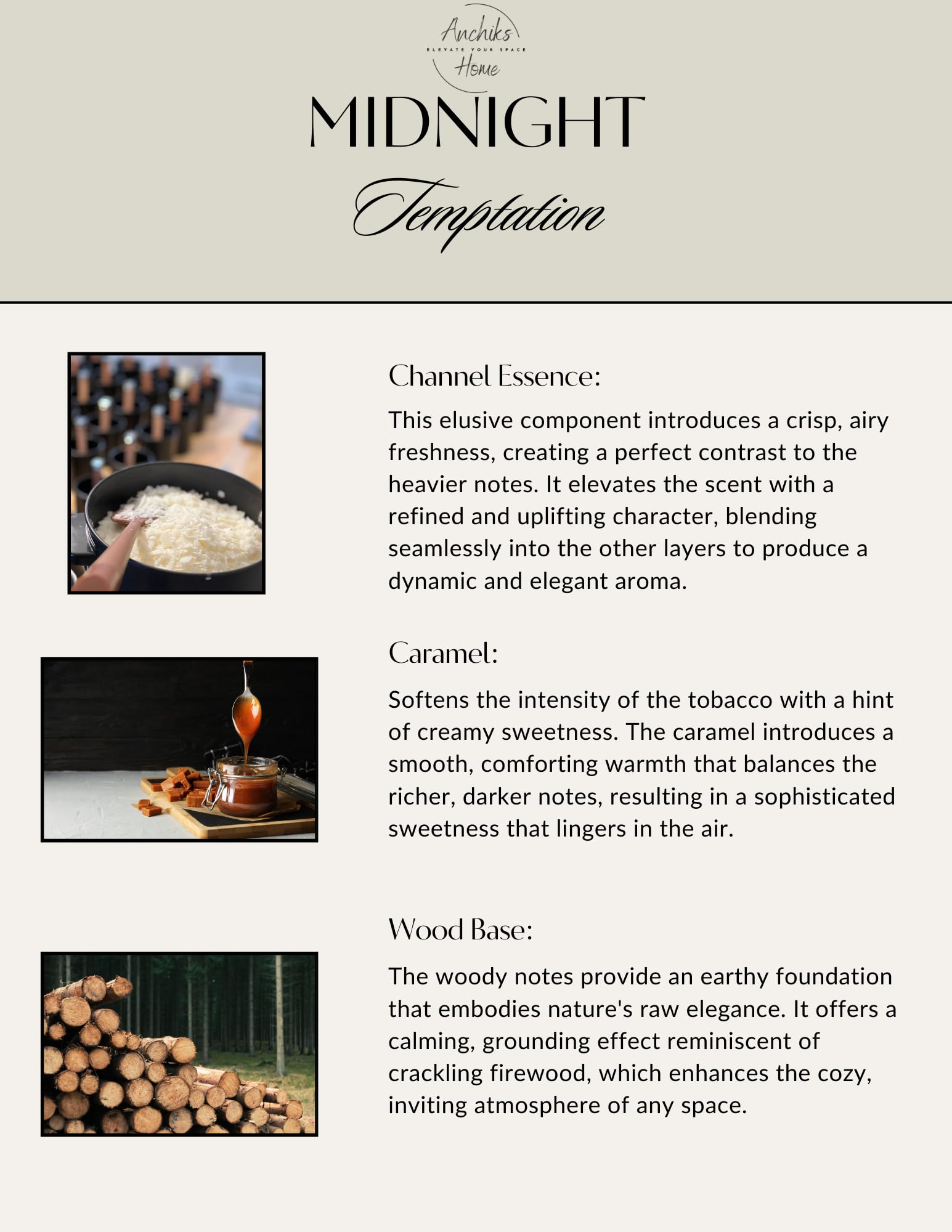 Midnight Temptation Luxury Scented Candle | 8 oz 100% Soy Wax | Wood Wick | Black Jar | Rich Channel, Wood, & Tobacco Caramel Notes | Fall Candle Collection