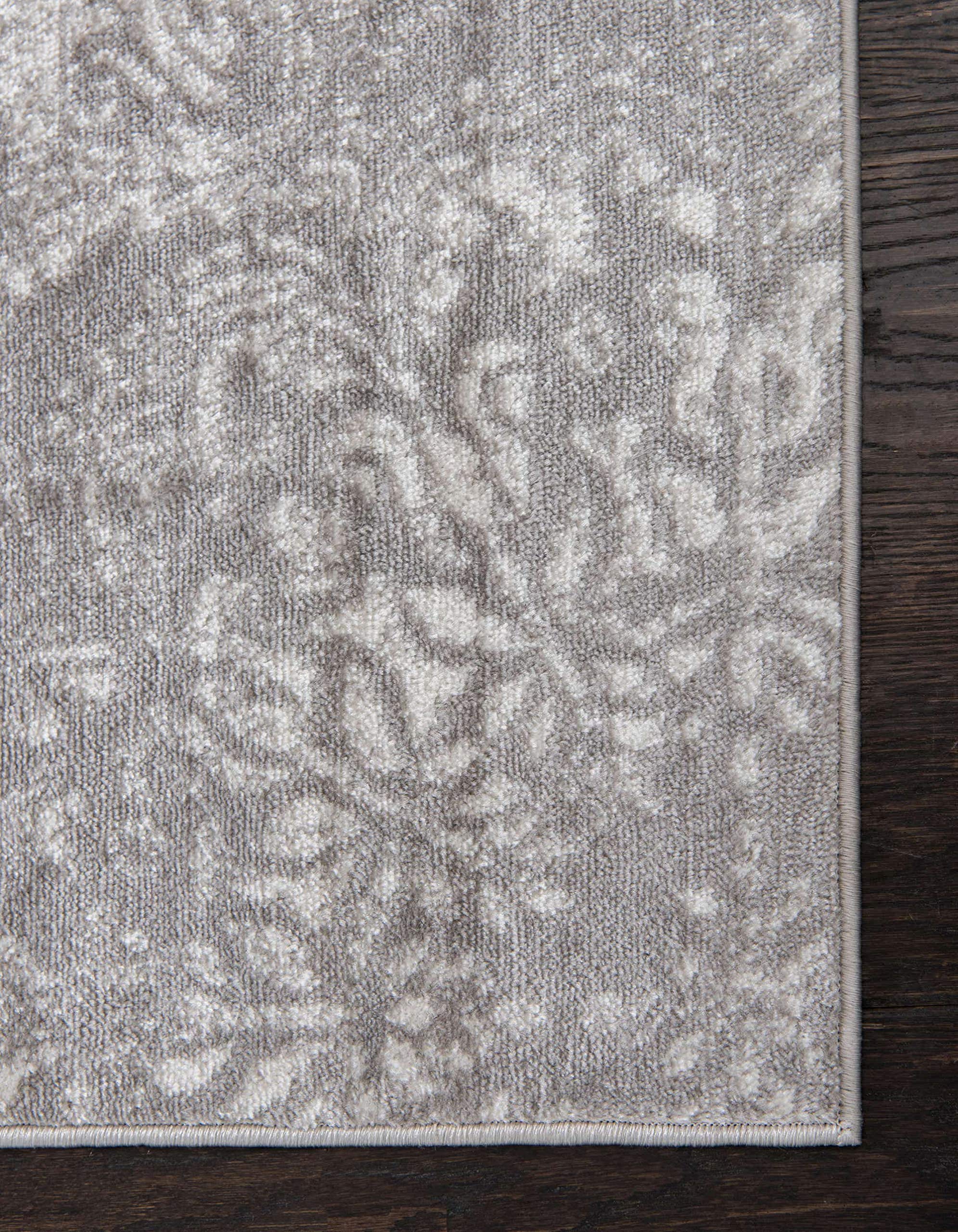 Unique Loom Sofia Collection Area Rug - Grand (6' 1" x 9' Rectangle, Light Gray/ Ivory)