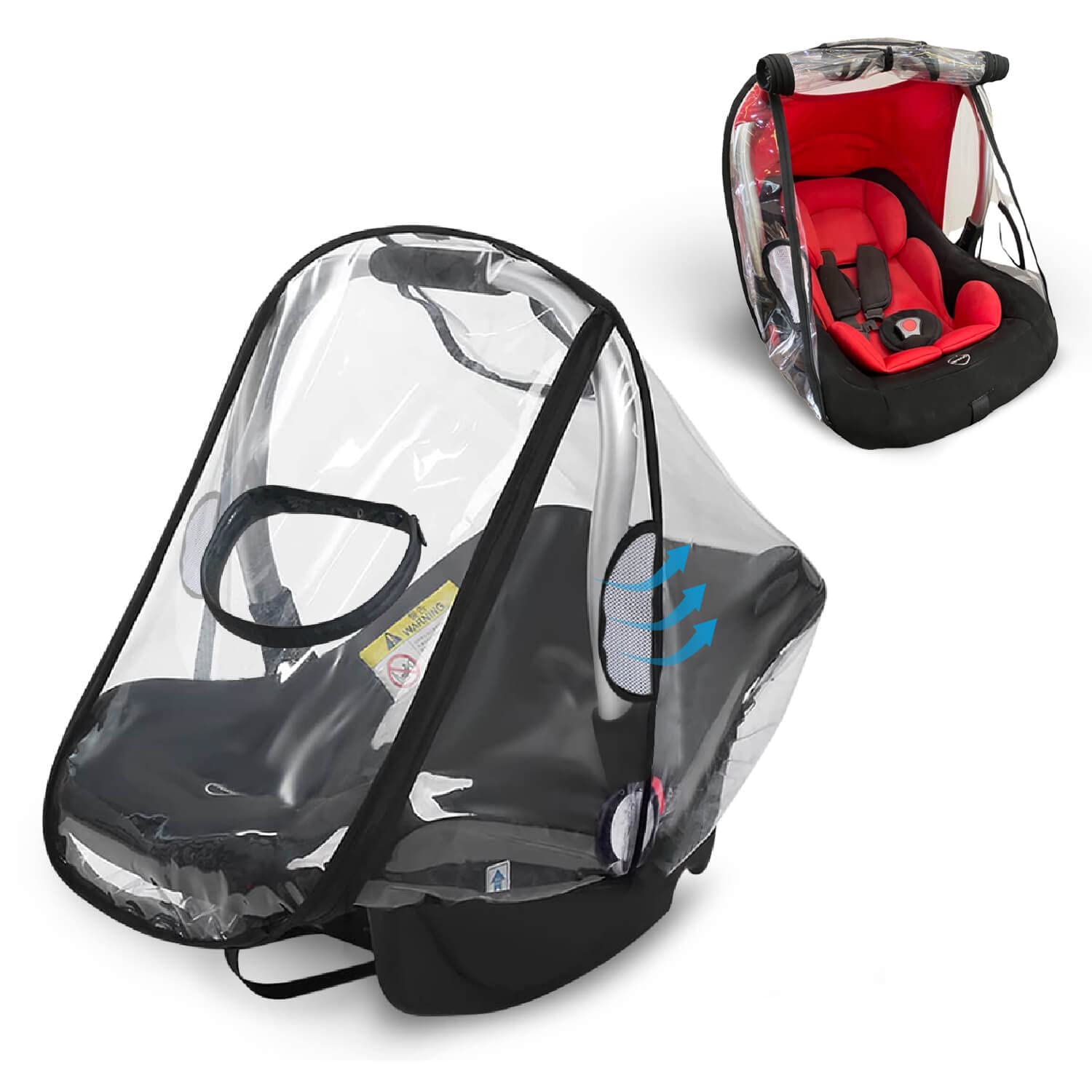 YAZZI & Co. Car Seat Rain Covers, EVA Food Grade Material, Well Ventilated, Universal Car Seat Cover for Babies, Waterproof, Windproof, Quick Access Double Zipper Opening