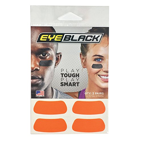 EyeBlack Under Eye Strip for Athletic Sports Team - Enhance Performance, Show Team Spirit, Comfortable, Easy-to-Apply, Perfect for Game Day, Practice, Winners - Orange - 2 Pairs (4 Strips)