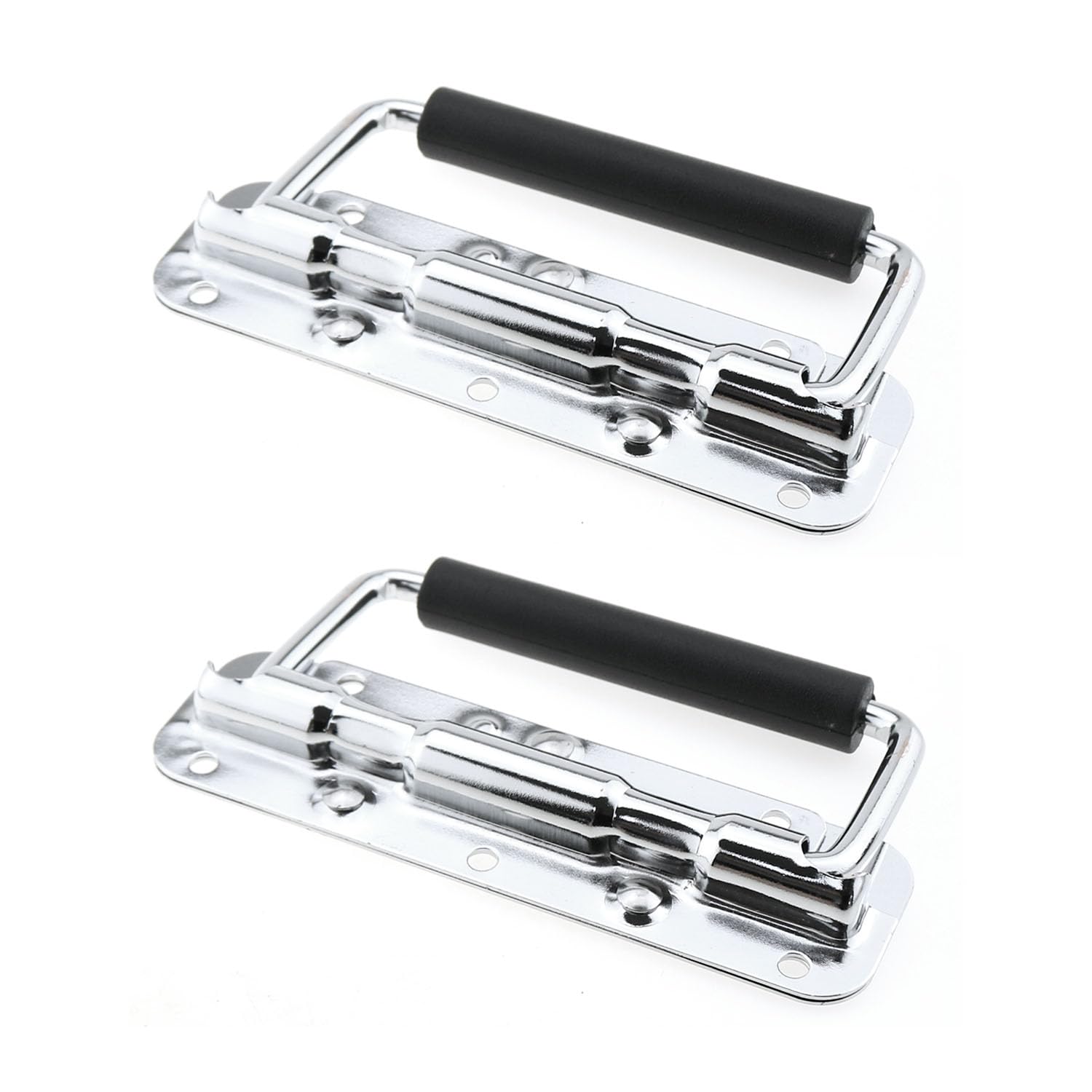 MEETOOT 2PCS 5.51x3.14 inch 304 Stainless Steel Spring Loaded Box Handle with Rubber Grip Suitable for Garage Ship Household Speaker