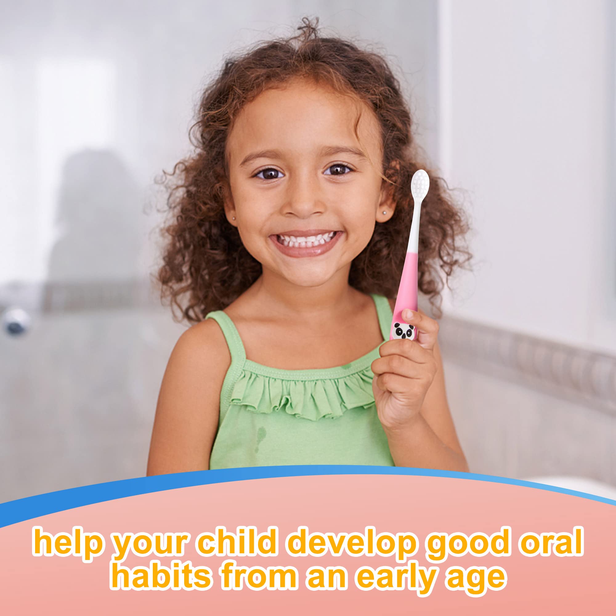 Kiuimi Kids Toothbrush 6 Pack, Extra Soft Bristles, BPA Free Non-Slip Handle Toothbrush Perfect for Sensitive Gums