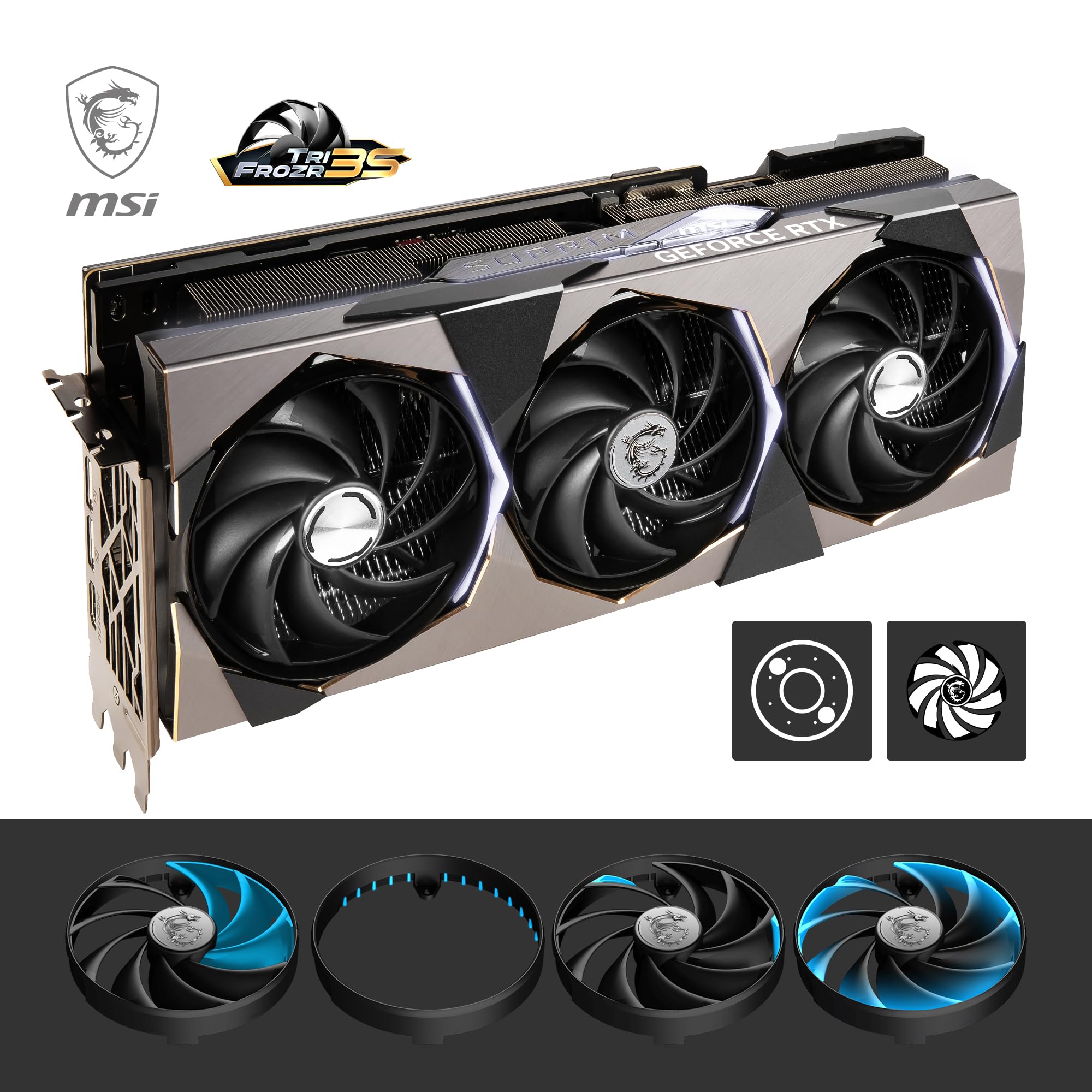 MSI GeForce RTX 4080 16GB SUPRIM X Gaming Graphics Card - 16GB GDDR6X, 2640 MHz, PCI Express Gen 4, 256-bit, 3X DP v 1.4a, HDMI 2.1a (Supports 4K & 8K HDR)