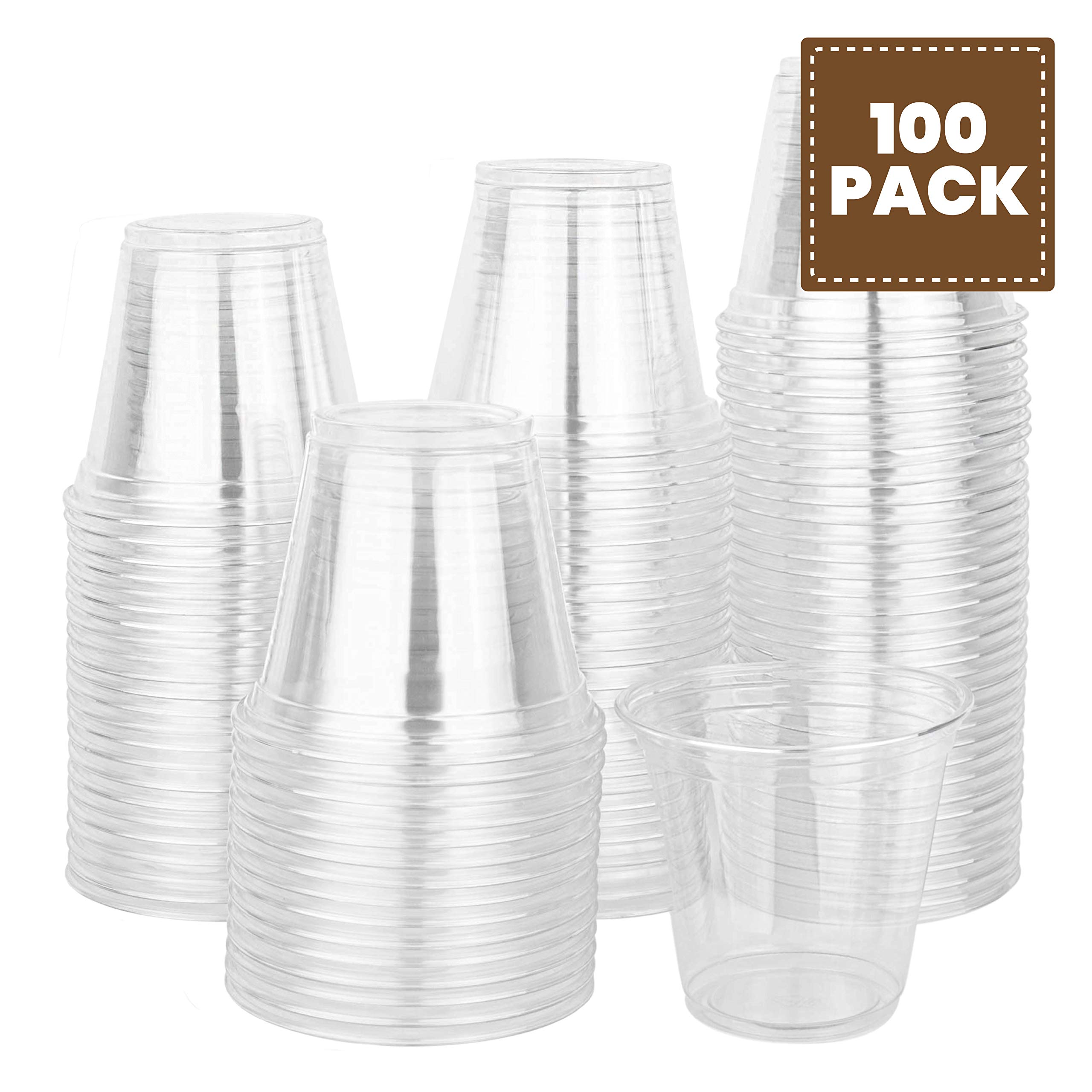 ELEGANT DISPOSABLES [100 Count] 9 Ounce Crystal Clear PET Old fashionedDesign for Iced Coffee, Cold Drinks, Slush, Smoothy's, Slurpee, Party's, Plastic Disposable Cups