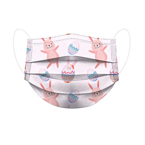 Leutsin 50PC Easter Face Masks Disposable for Adult Happy Easter Paper Holiday Mask with Rabbit Designs for Women Men (Bunny #04)