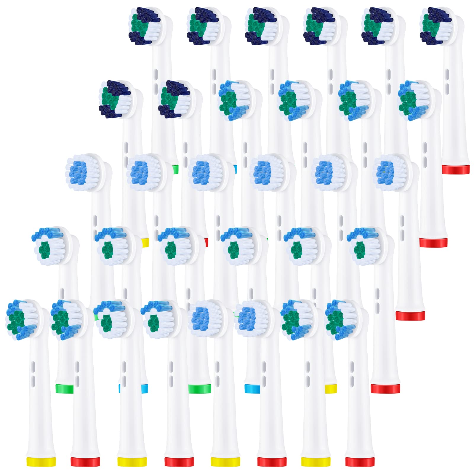 Nuenen 32 Pieces Toothbrush Heads Compatible with Oral B, Electric Toothbrush Replacement Heads Soft Bristles Brush Heads Refills, 4 Assorted Styles