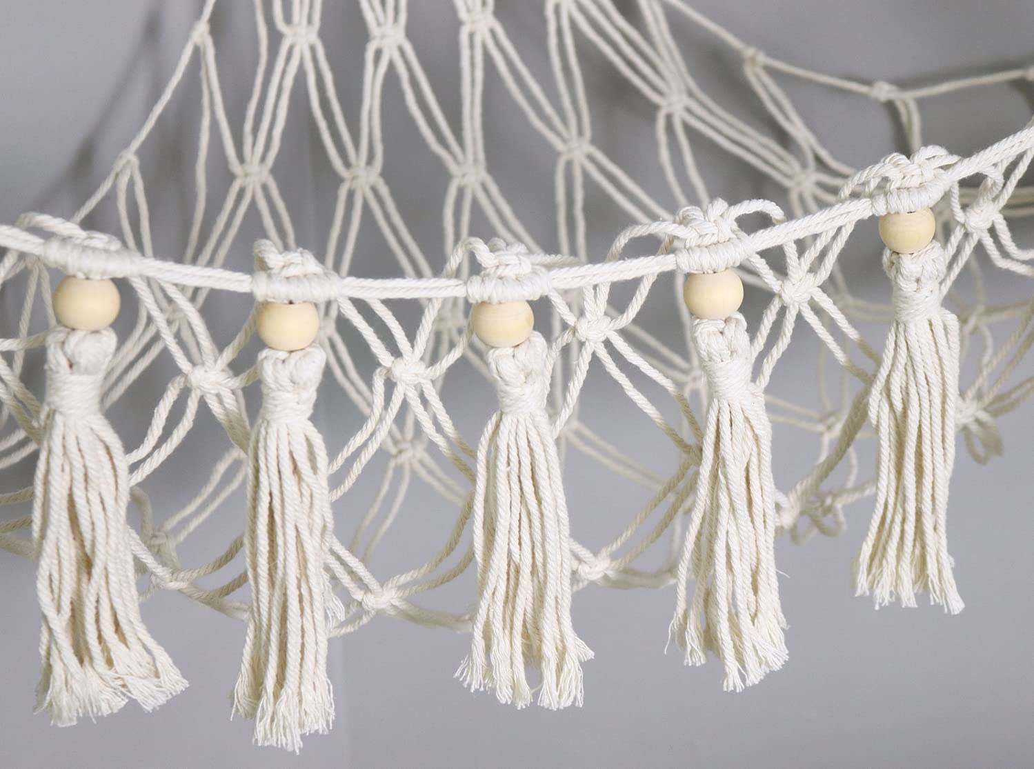 Treezea Stuffed Animal Hammock Macrame with Star Light- Boho Toy Hammock - Stuff Animal Organizer Corner Storage Hanging Fringe - Stuffed Animal Holder Net Tassels for Nursery Décor