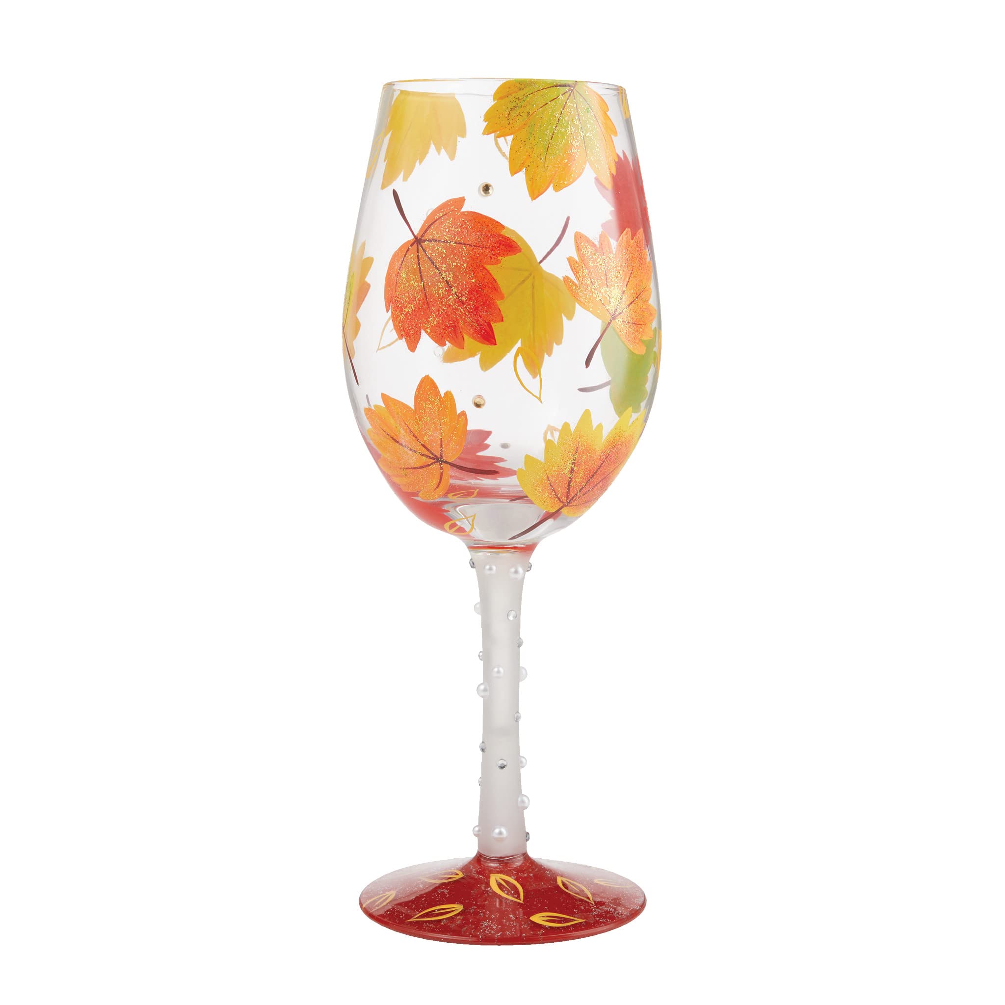 Enesco Designs by Lolita Autumn Bliss Hand-Painted Artisan Wine Glass, 15 Ounce, Multicolor