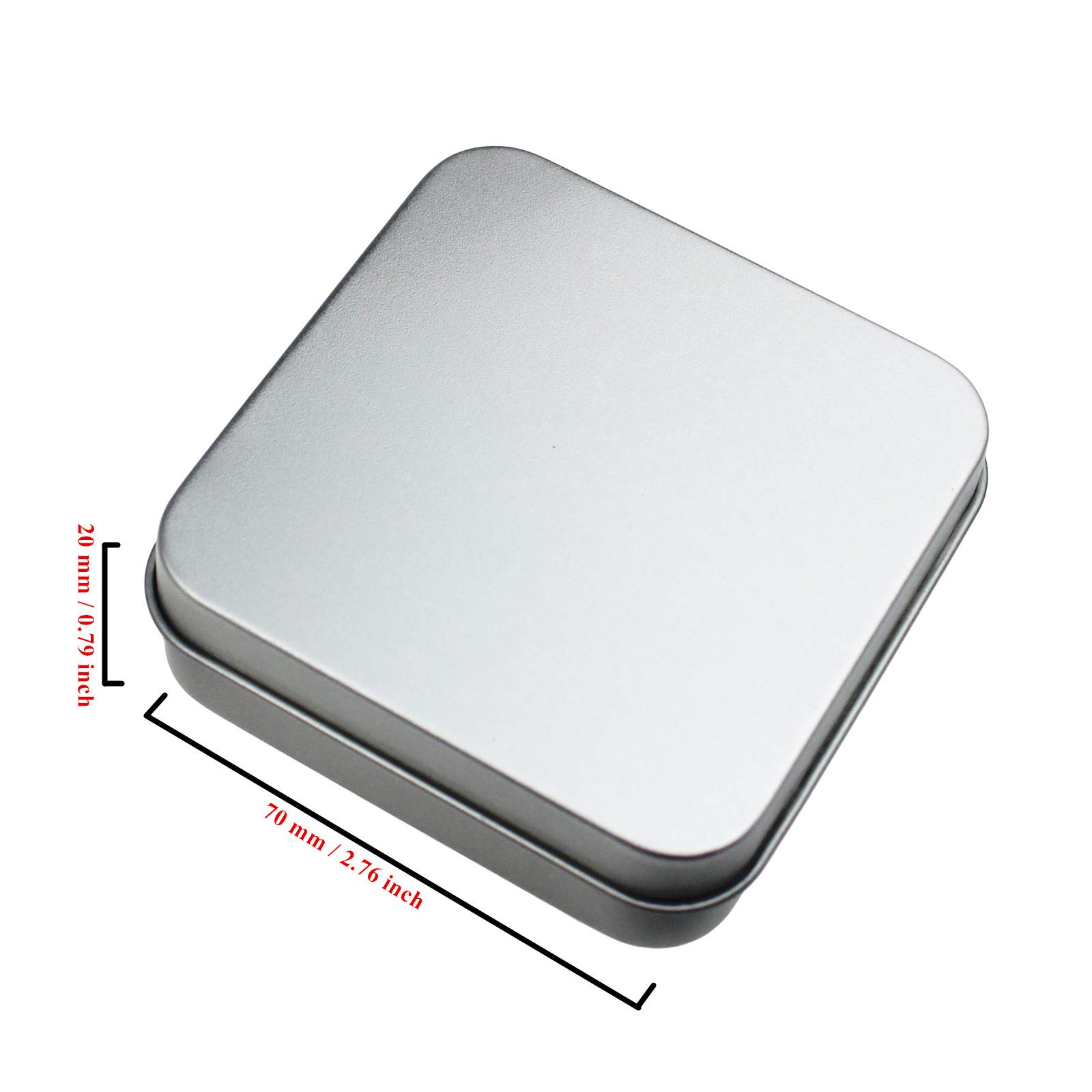 Goodma 12 Pieces Square Metal Empty Tins Home Storage Containers Organizer Mini Box with Hinged Lid, 2.76 x 2.76 x 0.79 inch (Silver)