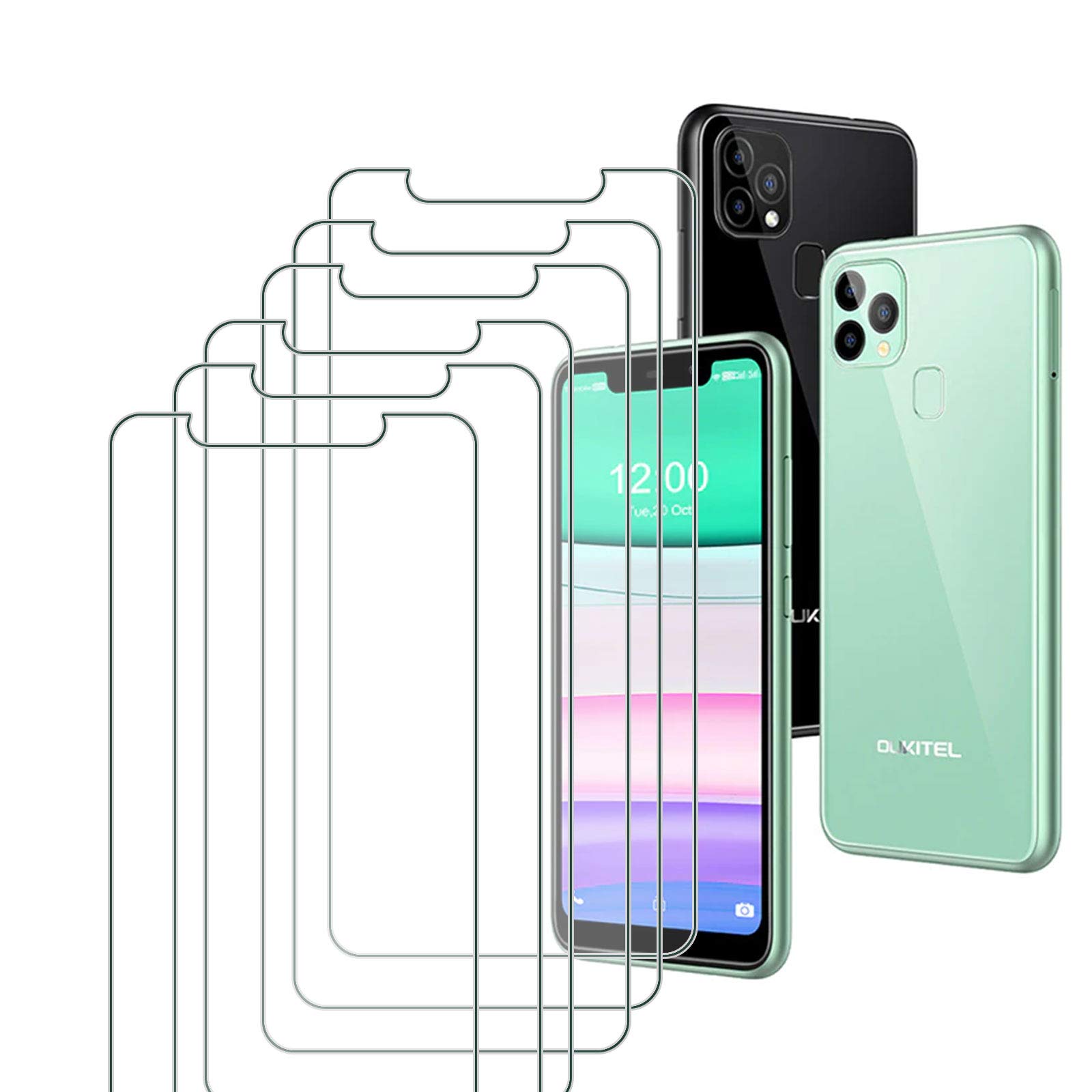 ELANG Tempered Glass Screen Protector for Oukitel C22 (5.86 inch),Case Friendly 9H Hardness HD Clear Anti-Fingerprint Film for Oukitel C22 [6-Pack],Transparent