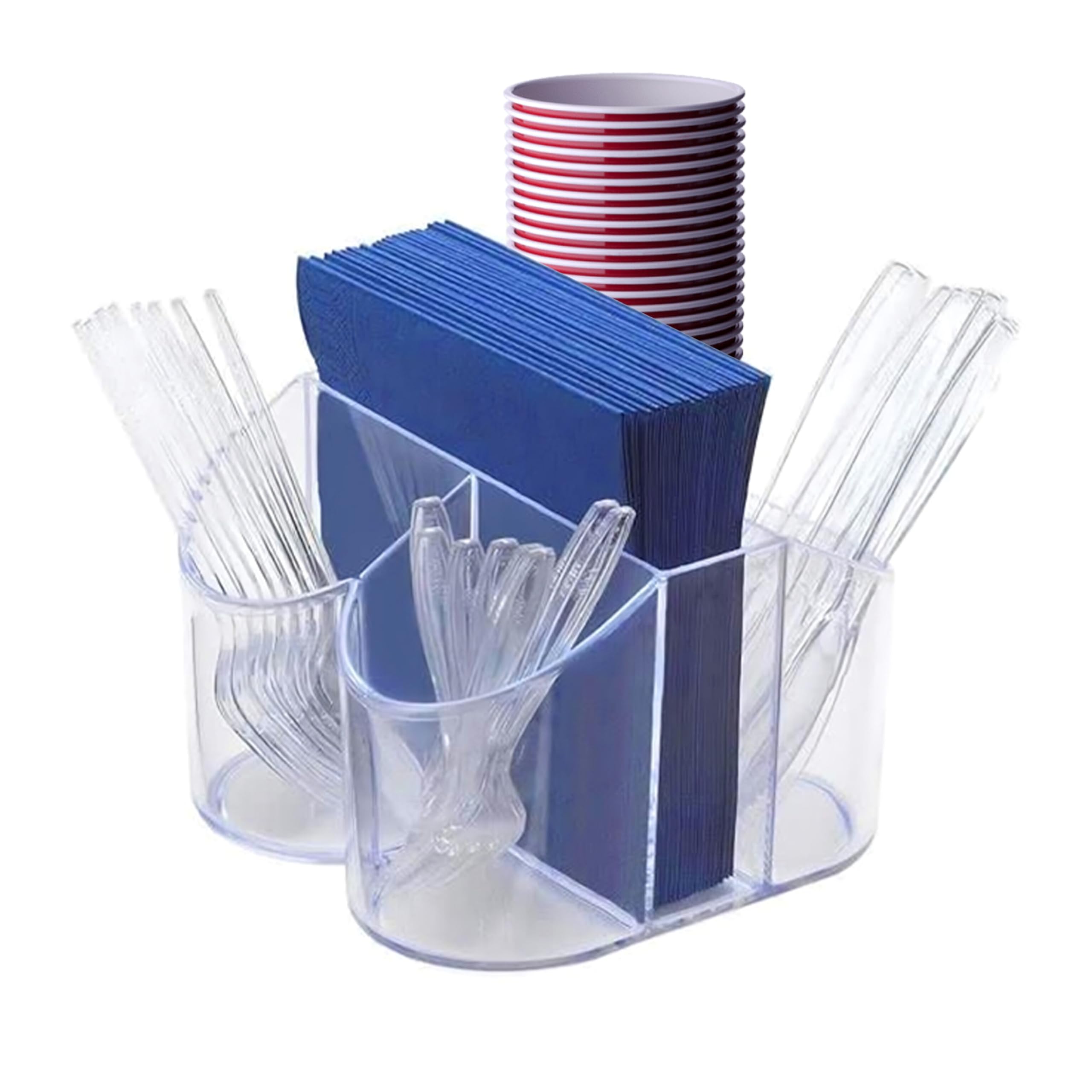 Fonteme Cutlery Caddy Organizer - 5 Compartments | Clear Cutlery Organizer for Tools, Kitchen Gadgets, Beauty Items, and More | Stay Organized with this Sleek and Practical Silverware Caddy
