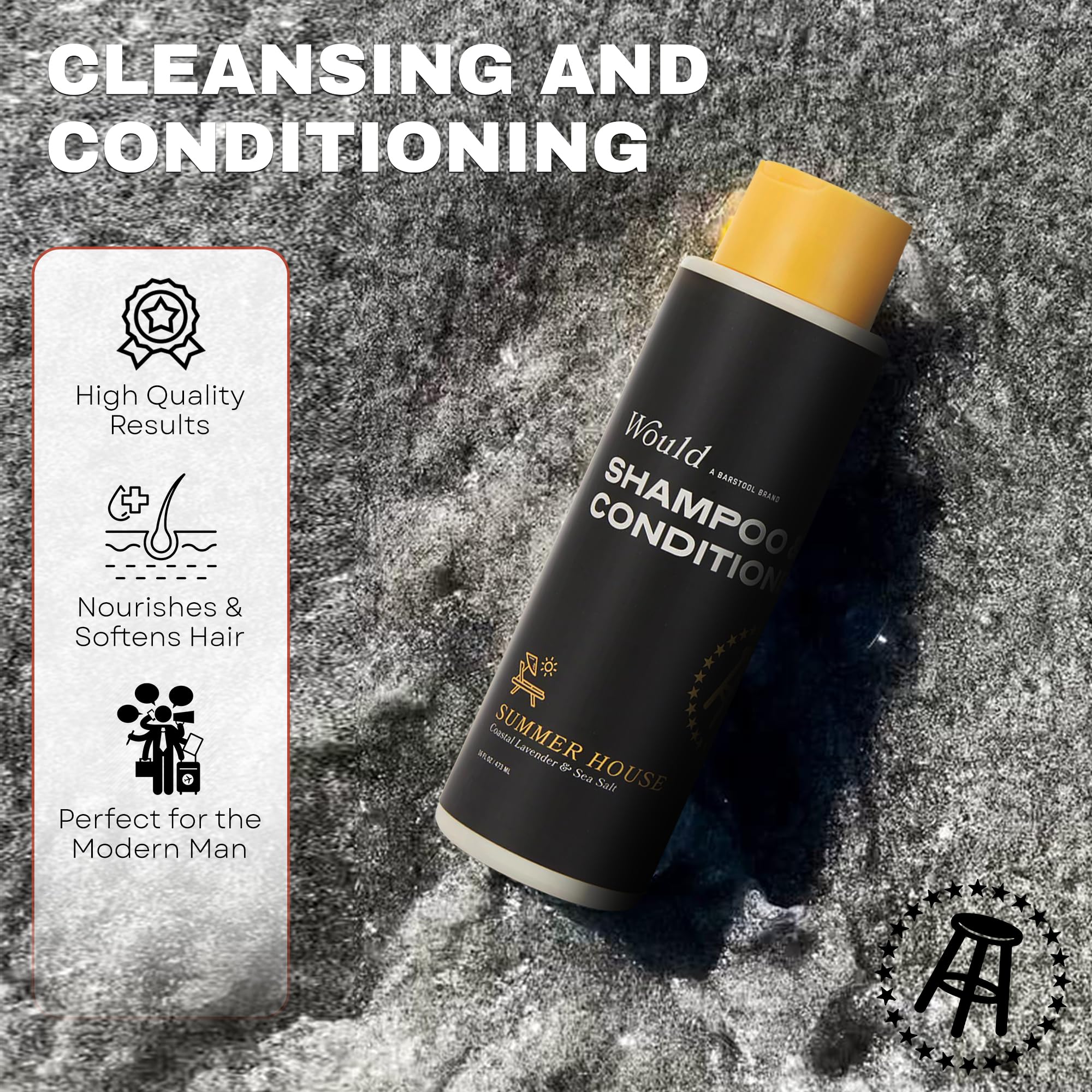 WOULD Men's 2-in-1 Shampoo & Conditioner - 16 Oz, Dual Action, Oakmoss & Pink Pepper Scent