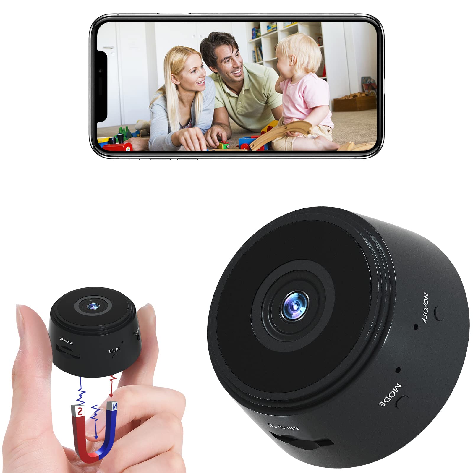 Kestanlora Mini Camera WiFi Hidden Camera Wireless Spy Cam with Night Vision Nanny Cam HD 1080P Home Security and Indoor