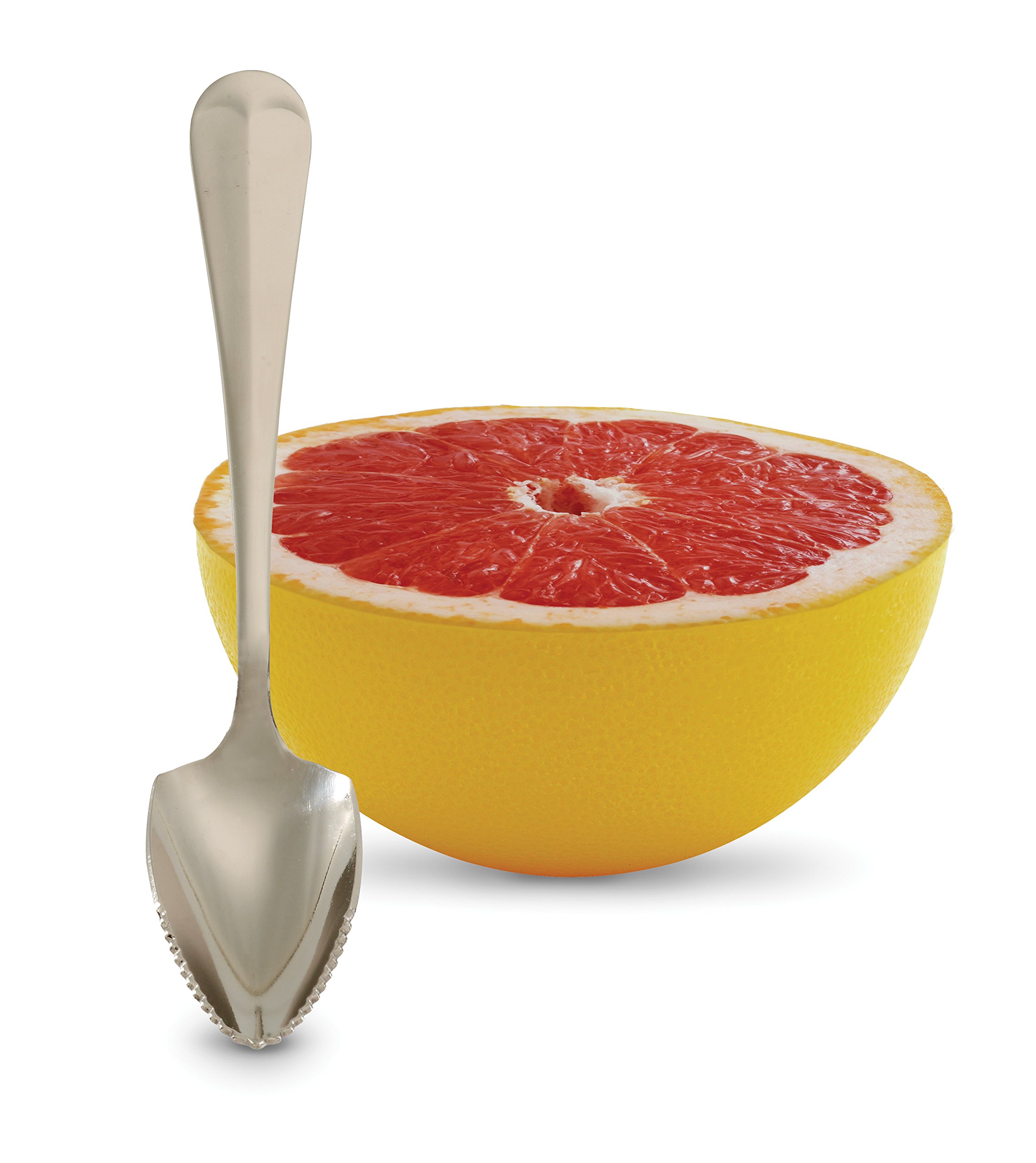 HIC Harold Import Co. Grapefruit Dessert Spoons with Pointed Tip and Serrated Edge (Set of 2), 6", Stainless Steel