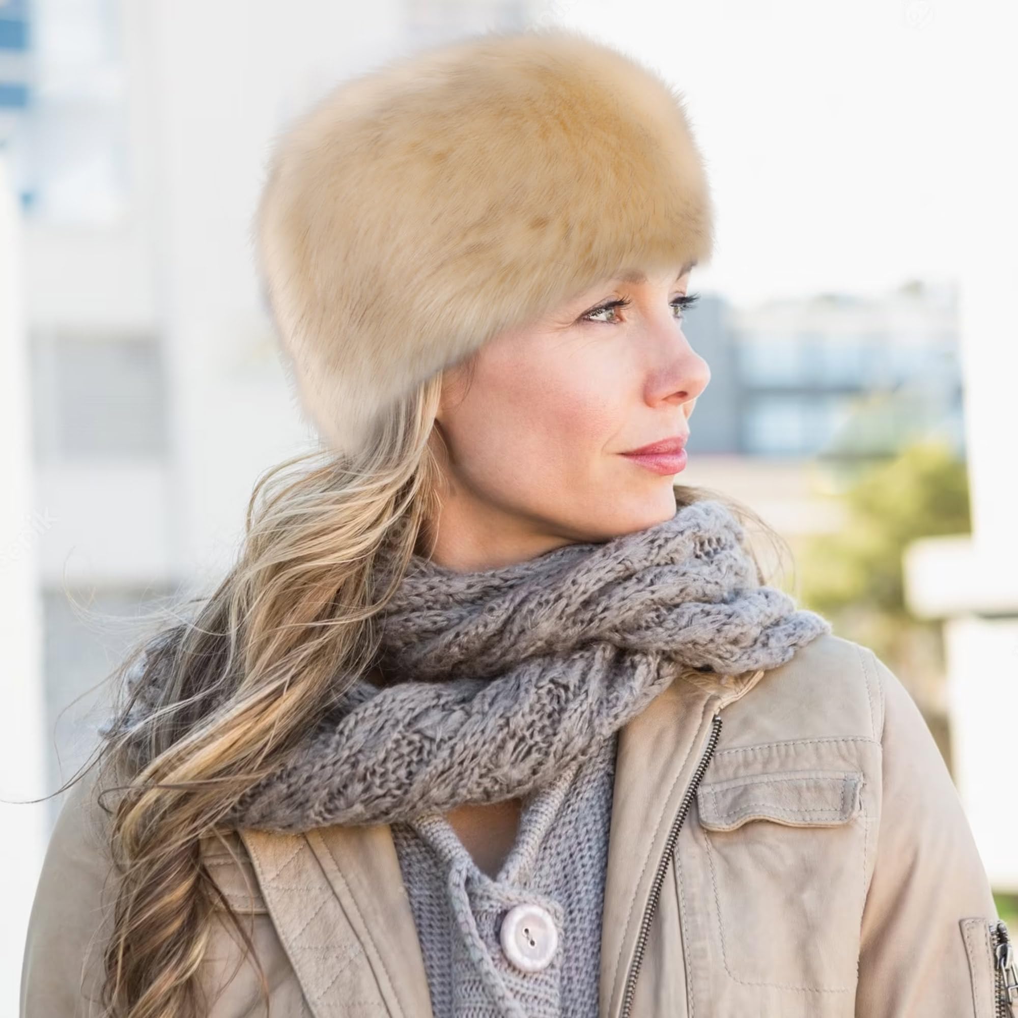 Dikoaina Faux Fur Cossack Russian Style Hat for Ladies Winter Hats for Women, Medium, Black