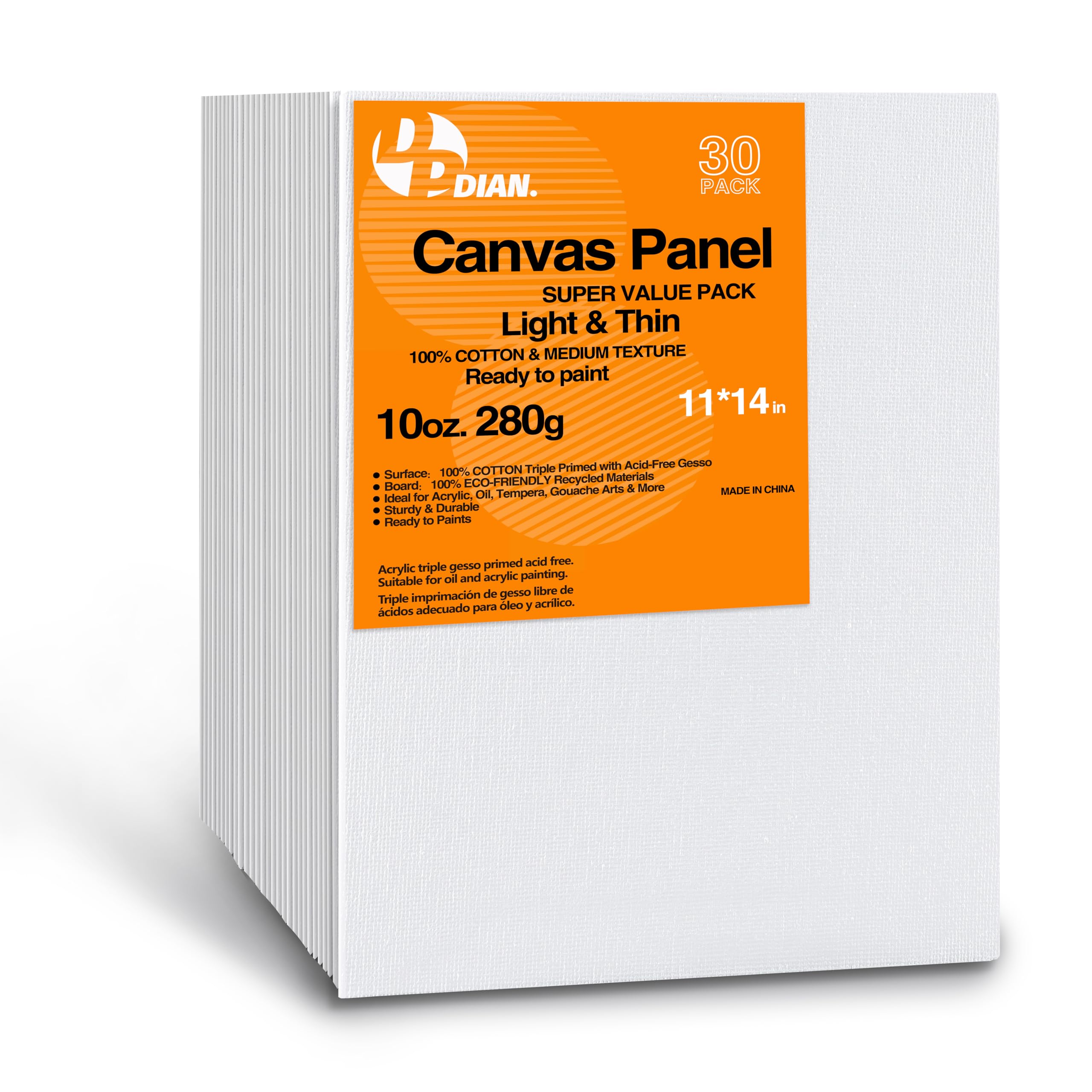DPDIAN Canvas Boards for Painting 30 Pack, 11 inch x 14 inch Pack, Artist Canvas Panels for Oil & Acrylic Painting
