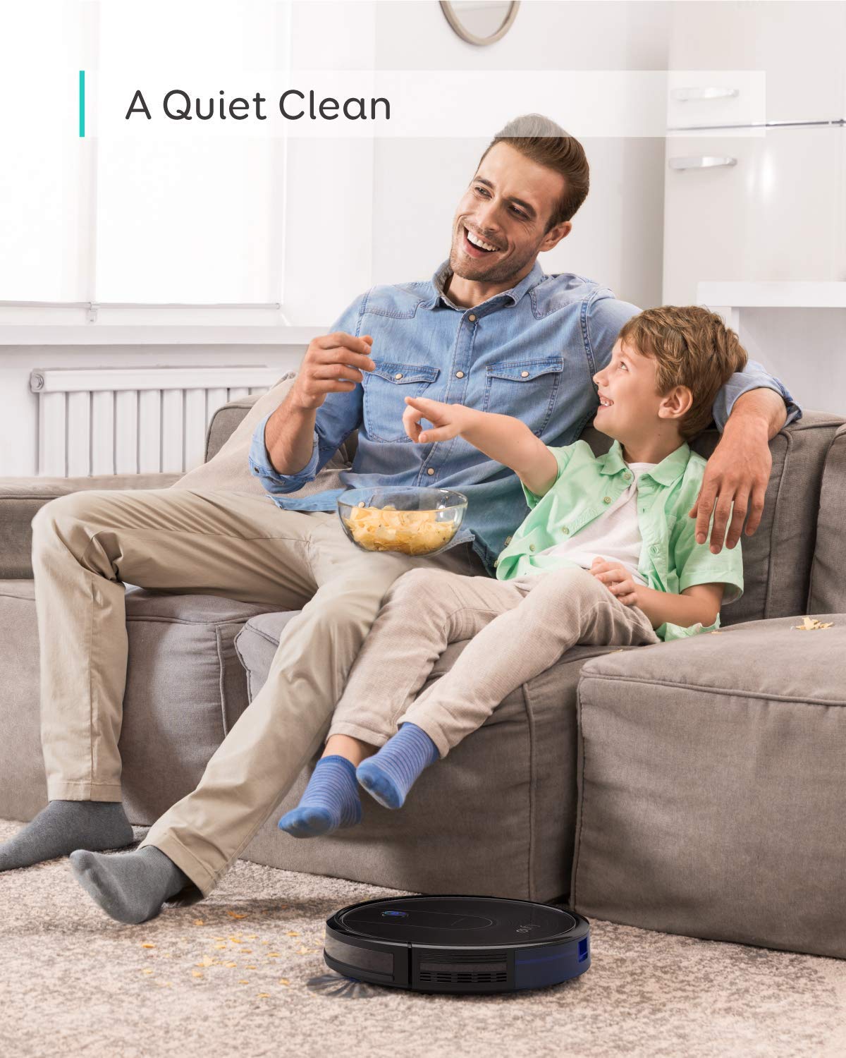 eufy [BoostIQ] RoboVac 12, Robot Vacuum Cleaner, Upgraded, Quiet, Self-Charging Robotic Vacuum Cleaner, Cleans Hard Floors to Medium-Pile Carpets (Renewed)