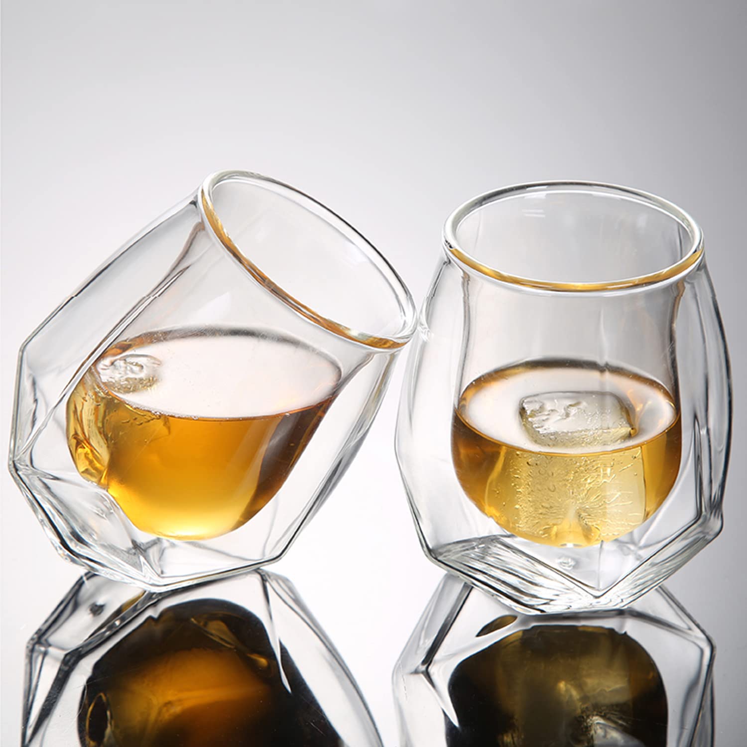 Gootus Whiskey Glass Set of 2 - Scotch Bourbon Glasses for Men, Hand Blown Double Walled Old Fashioned Glass with Premium Gift Box