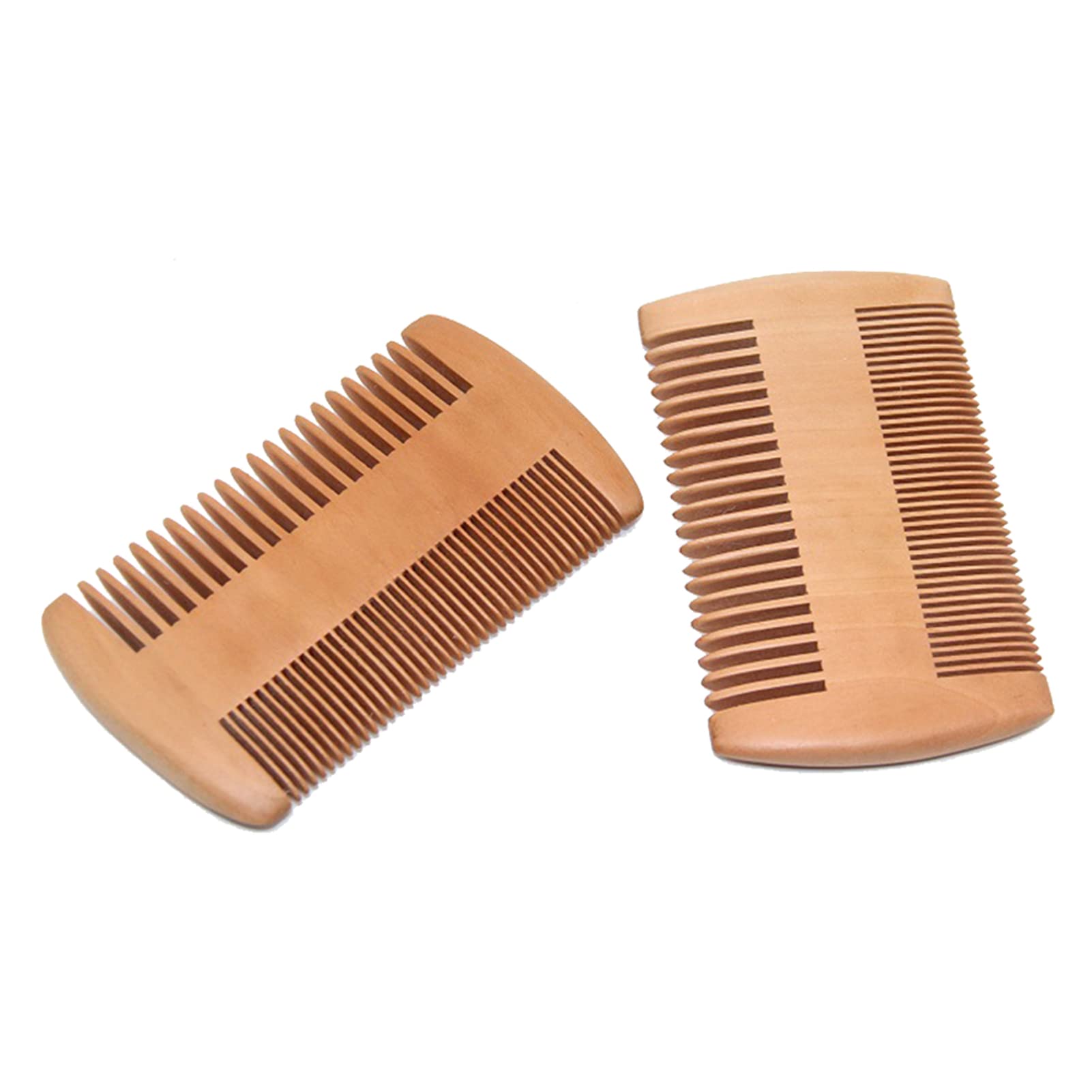MUCXNIIY Wooden Beard Comb, 2 Pack Great for Head Hair, Beard Grooming & Mustache, Dual Action Fine & Coarse Teeth, Pocket Comb for Men, Dad